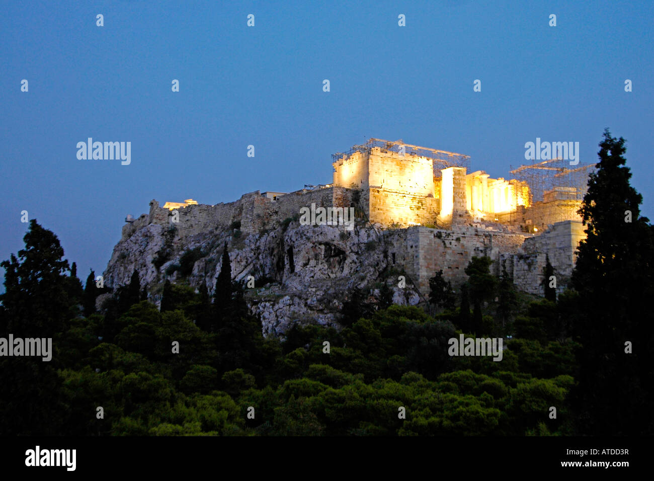 Acropolis at night ( Temple of Athena Nike - Propyla ) Athens Greece ...