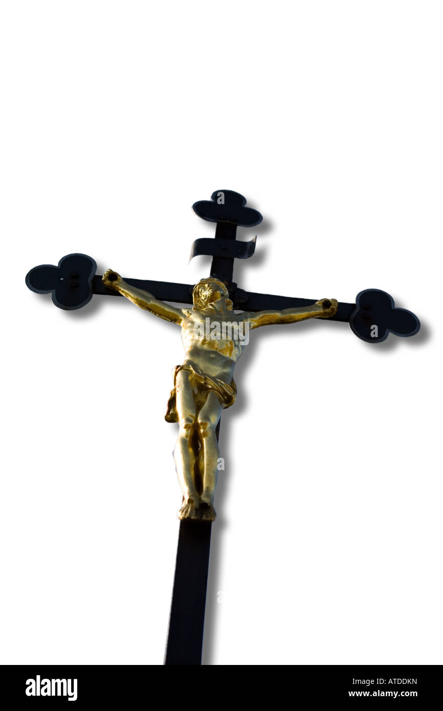 Metal cross with Jesus Stock Photo - Alamy