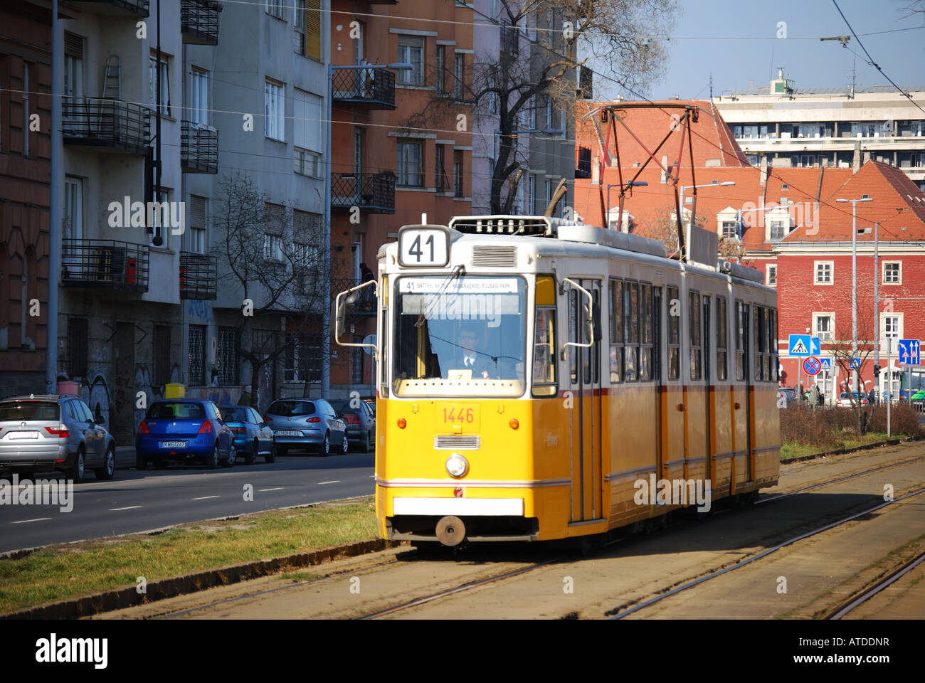 Tram on embankment, Castle District, Buda, Budapest, Republic of ...