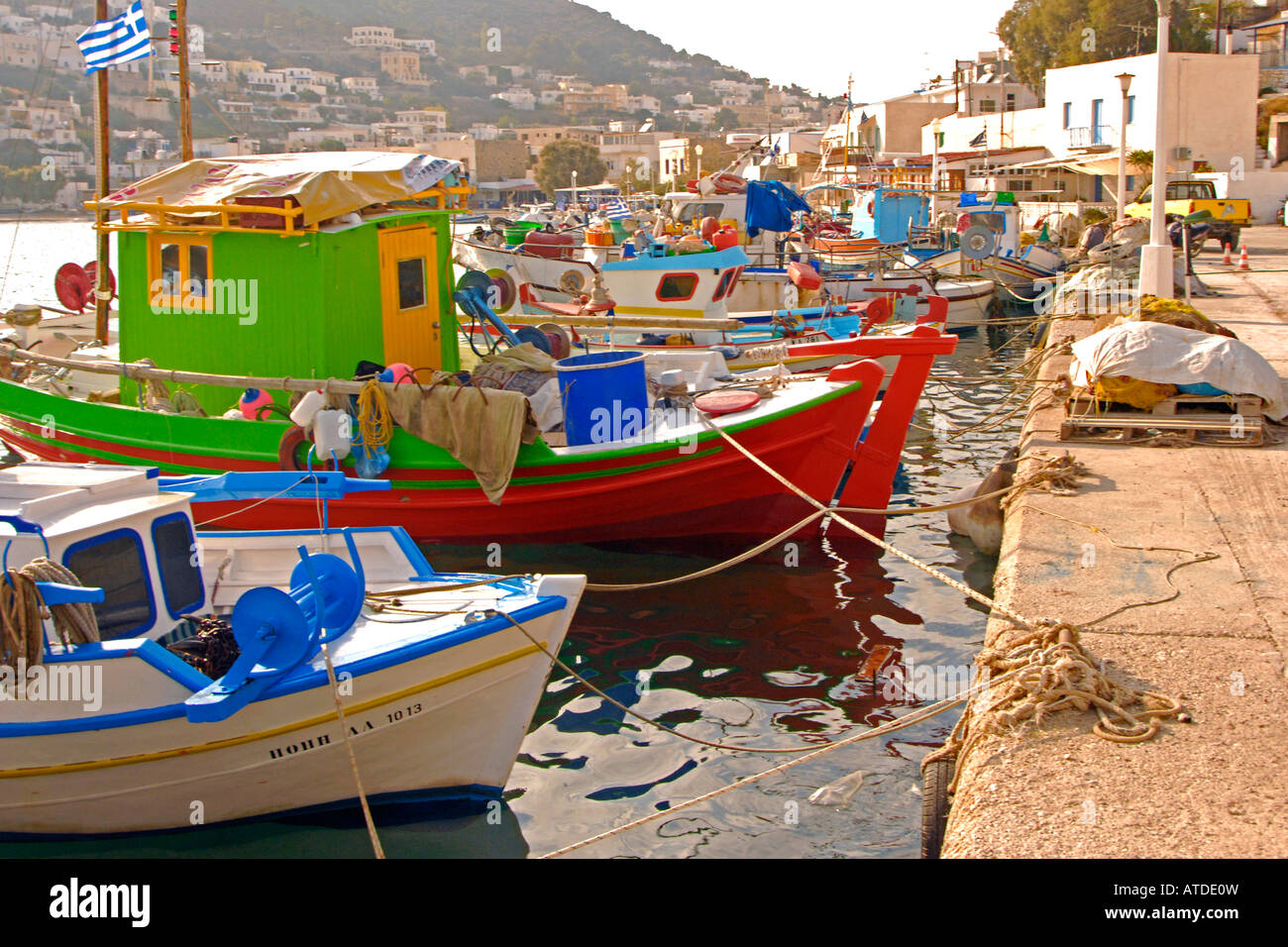 Pandeli ( Panteli ) harbor, Leros, Dodecanese, Aegean Sea, Greece Stock ...