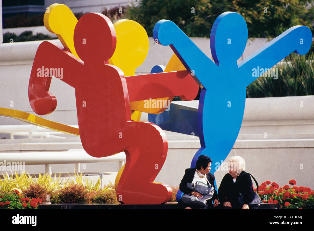 Untitled 3 dancing figures painted aluminium sculpture by Keith Harding ...