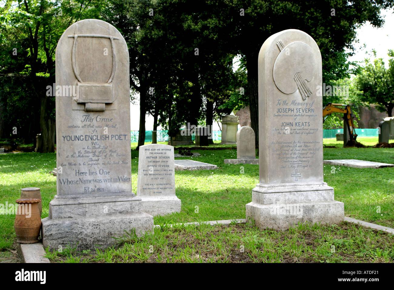 Grave of John Keats and his friend Joseph Severn in the Protestant ...