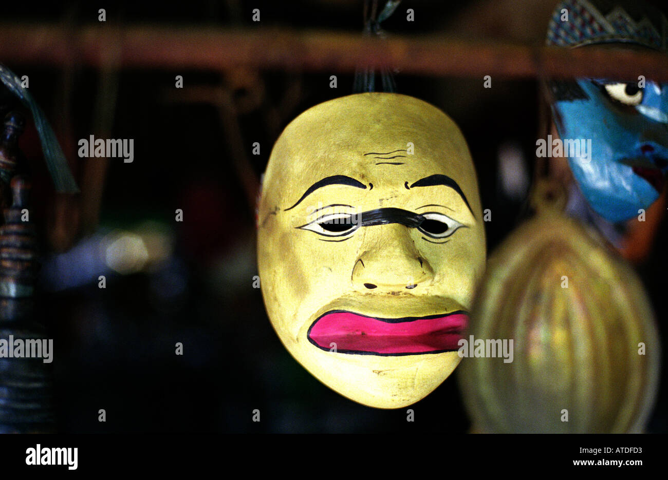 wooden masks Java Indonesia South East Asia Stock Photo - Alamy