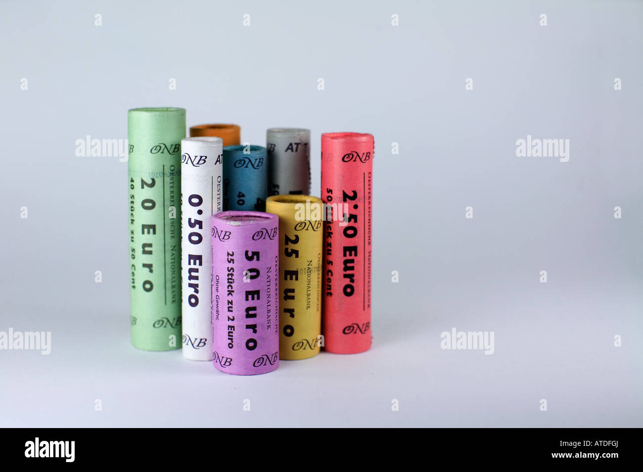 Euro coins rolled and sorted Stock Photo - Alamy