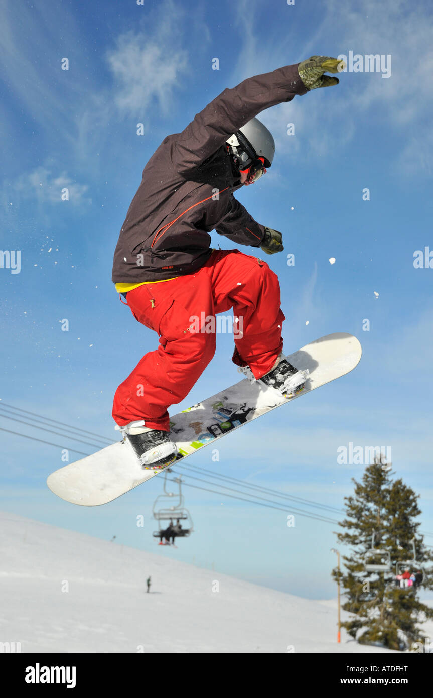 Idaho Snowboarding on a bluebird day Stock Photo - Alamy