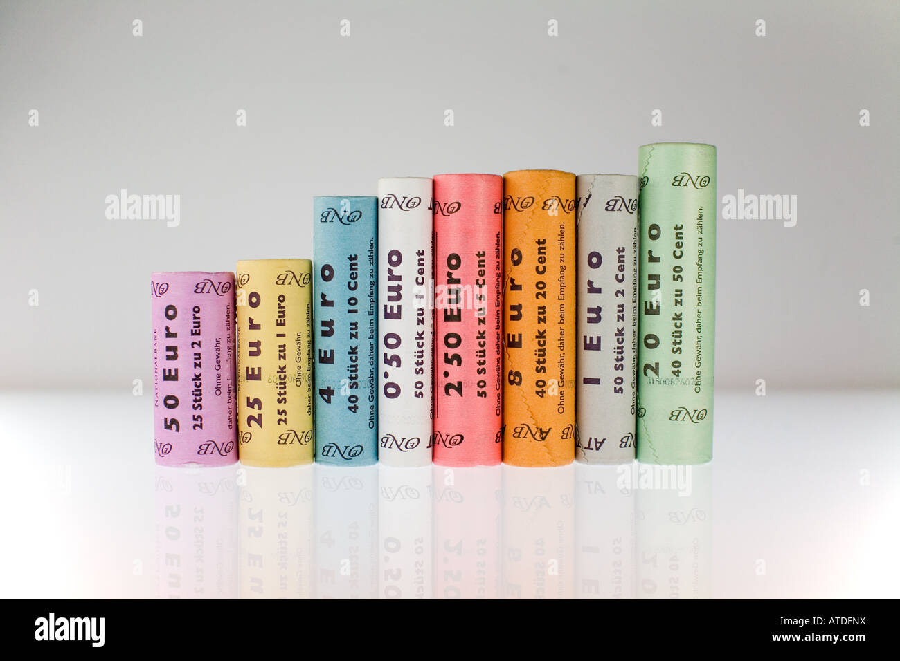 Euro coins rolled and sorted Stock Photo - Alamy