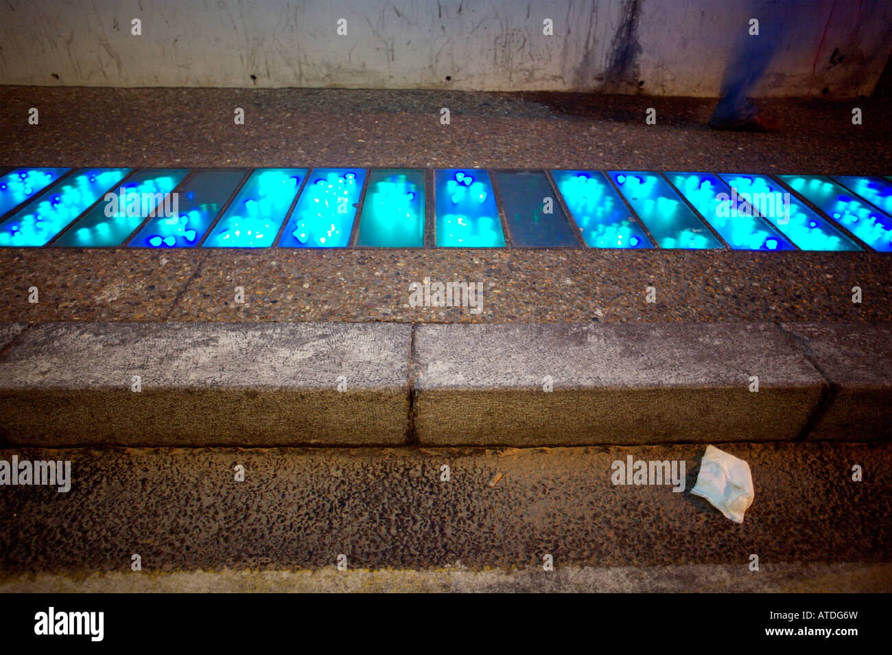 An illuminated pavement on London's southbank Stock Photo - Alamy