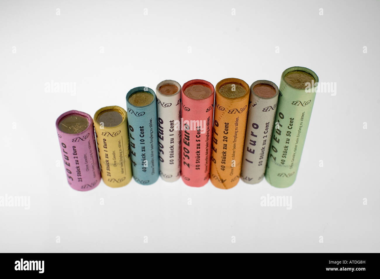 Euro coins rolled and sorted Stock Photo - Alamy