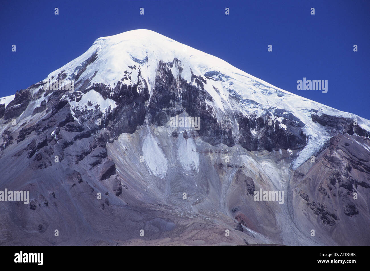Sajama volcano showing scree slopes below north west face, Sajama ...