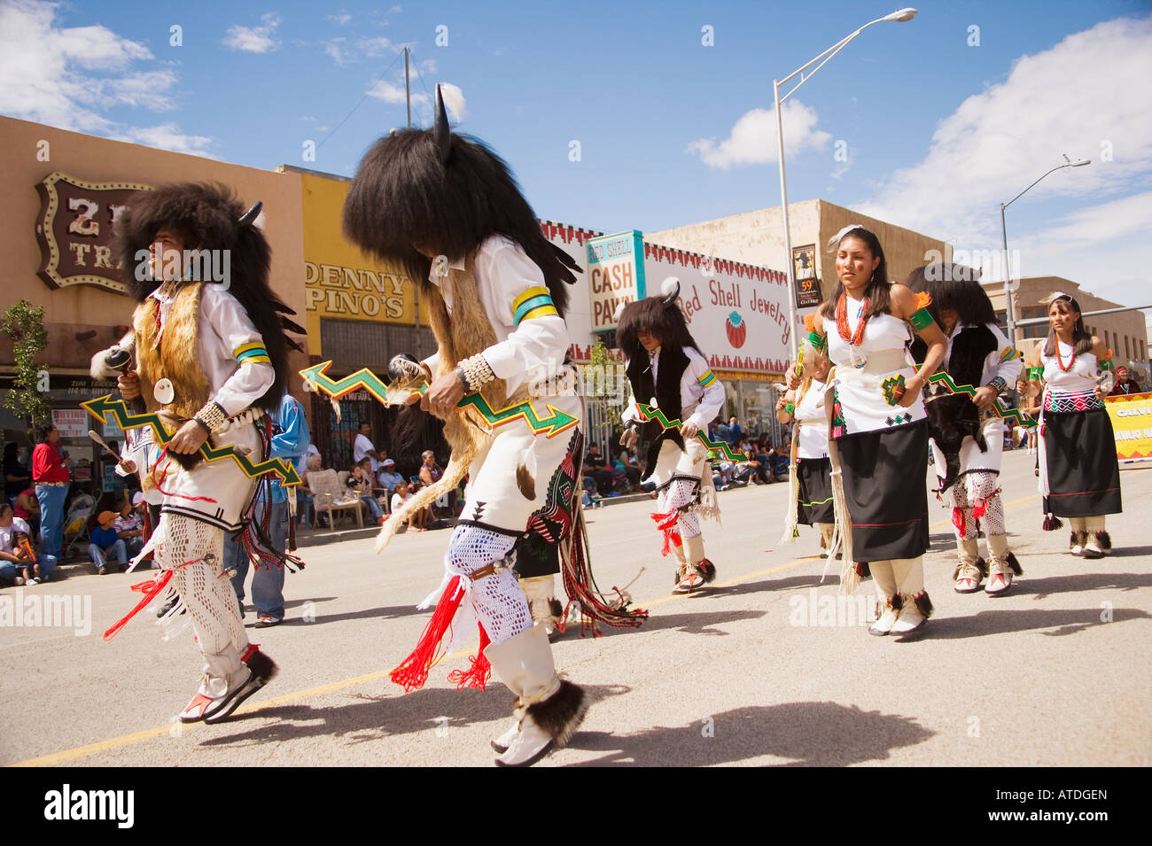 San Juan Indian Pueblo Buffalo Dancers Saturday Parade Gallup Inter ...