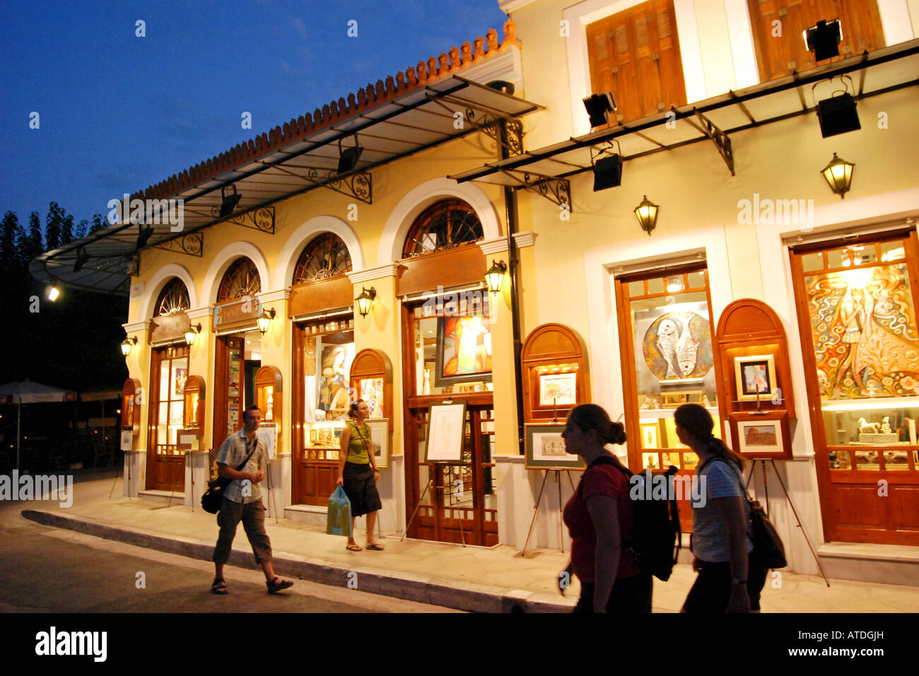 Shopping in the Plaka at night, Athens Greece Stock Photo - Alamy