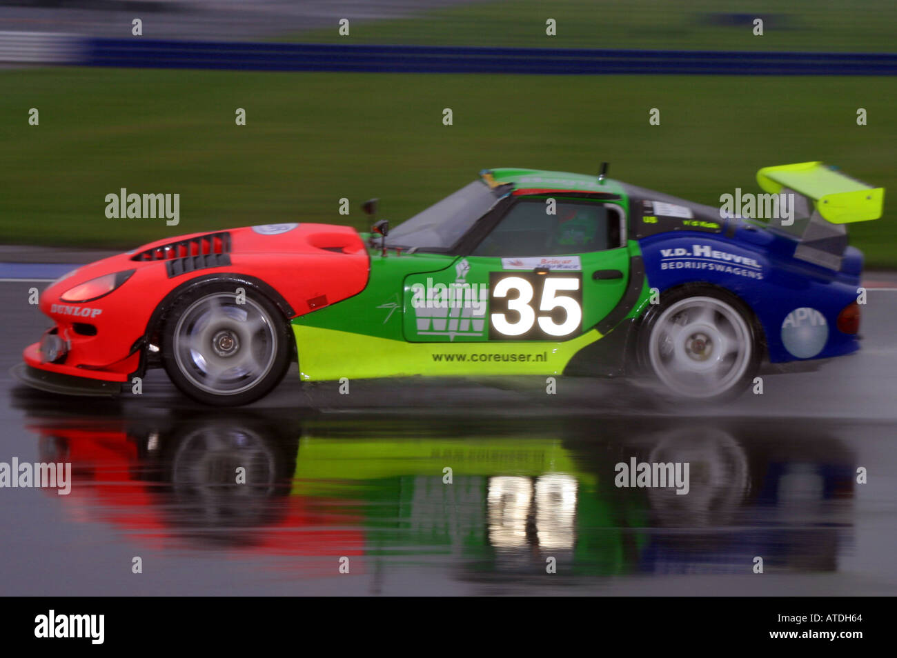 Cor Euser driving a Marcos Mantis in the rainy 2005 Britcar 24 Hour ...