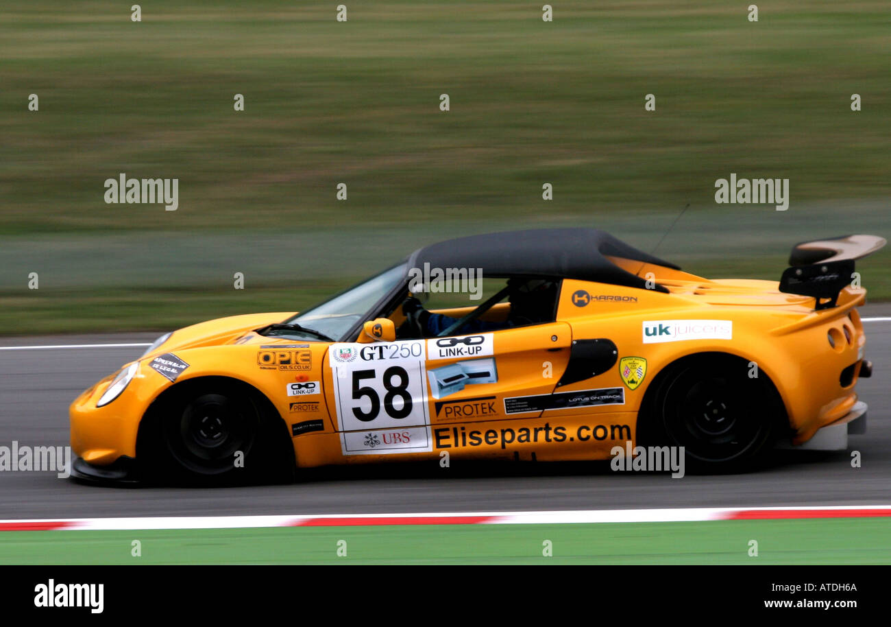 Lotus Elise racing at Brands Hatch in the 2005 GT250 race Stock Photo ...