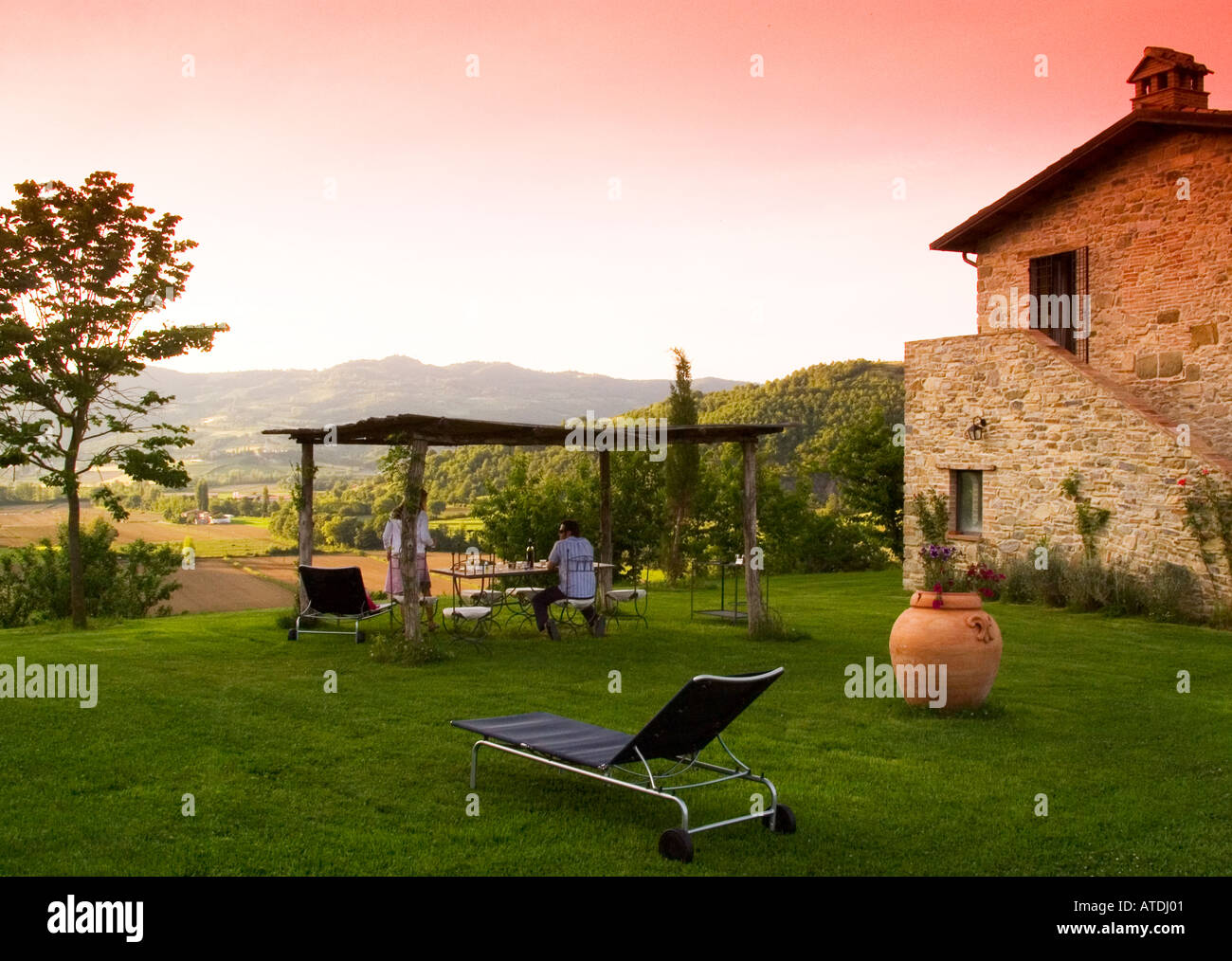 Relaxing outside a villa Umbria Italy Stock Photo - Alamy