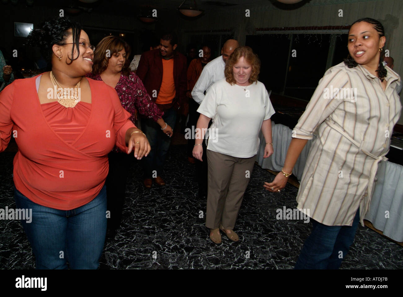 people having fun dancing the electric slide Stock Photo - Alamy
