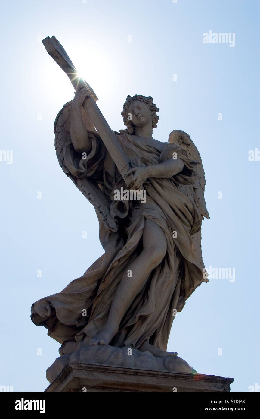 Ponte Sant Angelo bridge statue by Giovanni Bernini Rome Italy Stock ...