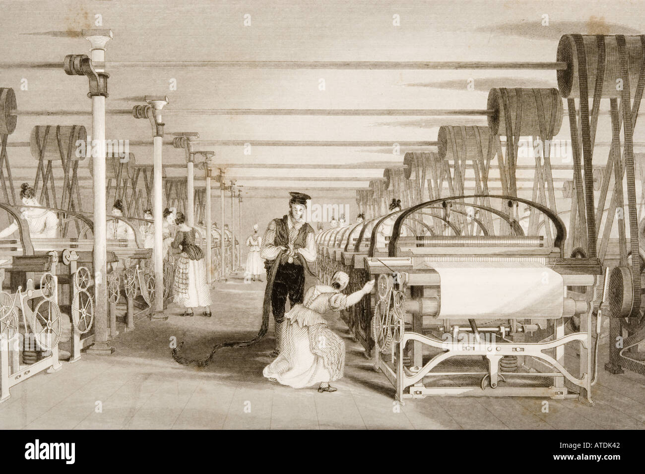 Power Loom circa 1830's Stock Photo - Alamy