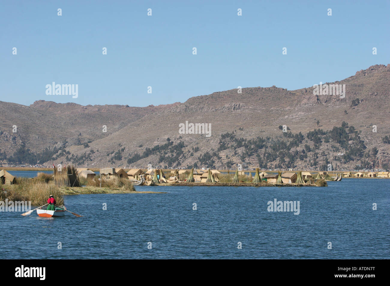 The floating islands of the Uros on Lake Titicaca Peru Stock Photo - Alamy