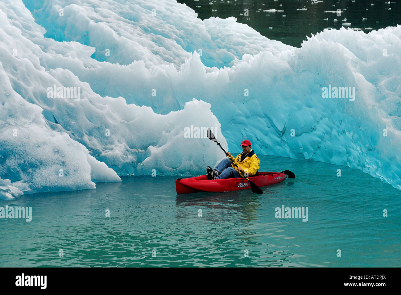 Sea kayaking near iceberg in Tracy Arm Alaska Pacific Ocean Stock Photo ...