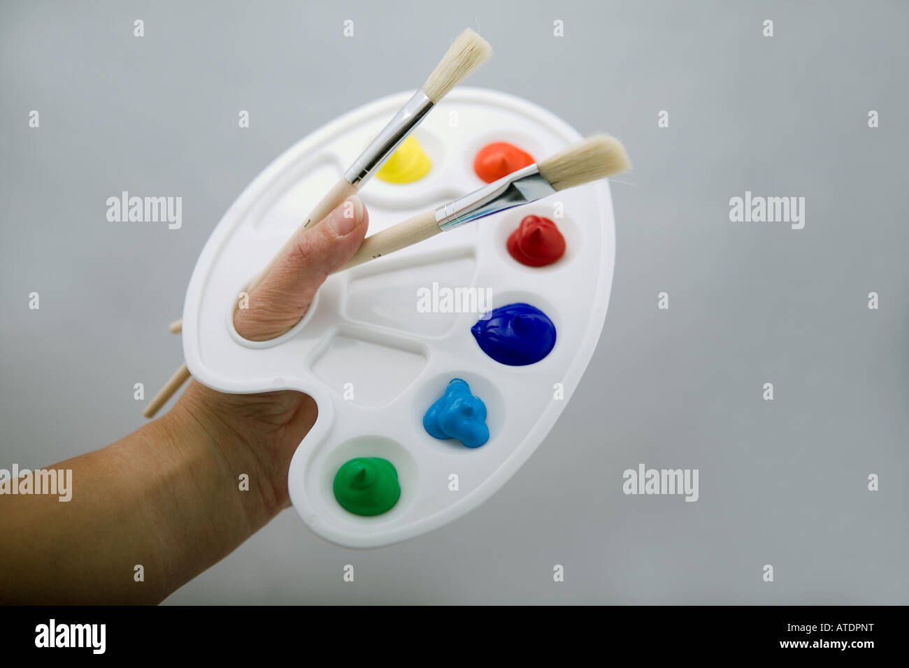 color palette with multicolored acryl colors Stock Photo - Alamy