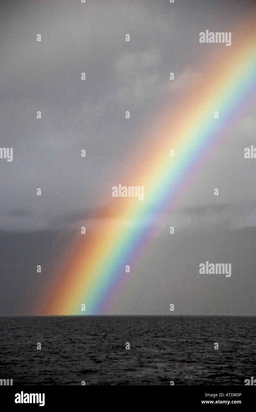 Rainbow over ocean Inside Passage Alaska Pacific Ocean Stock Photo - Alamy