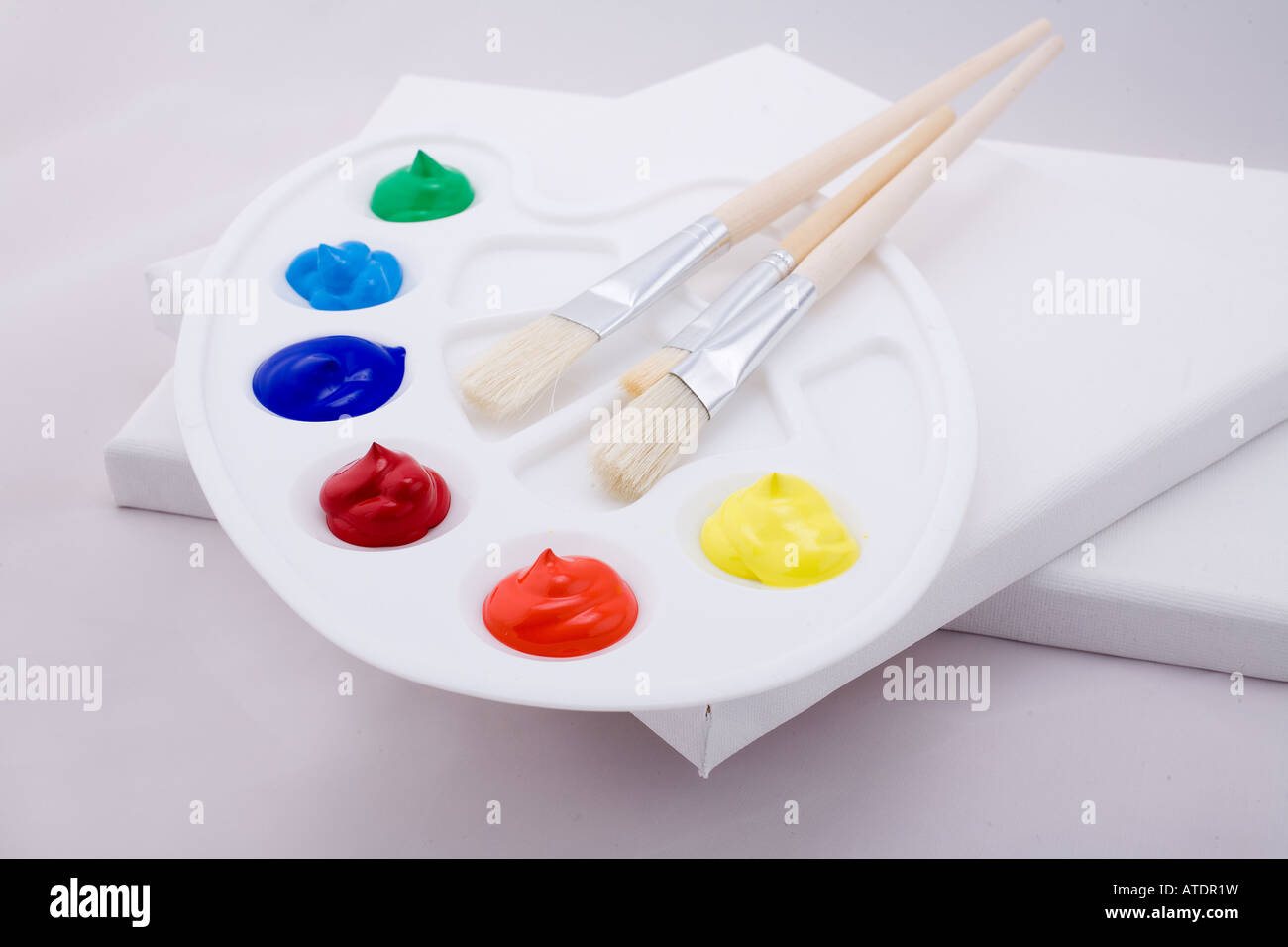color palette with multicolored acryl colors Stock Photo - Alamy
