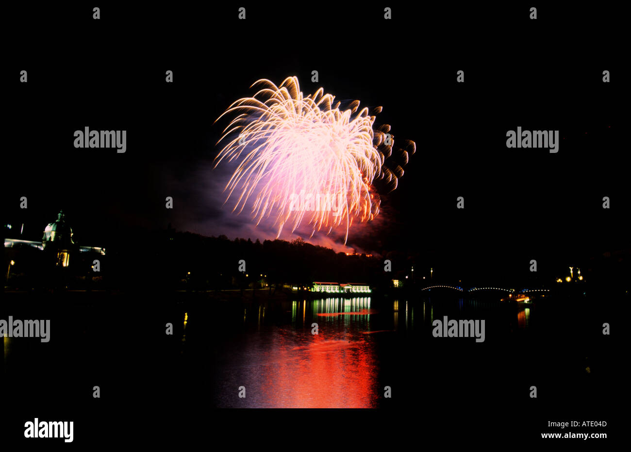 fireworks celebration Prague Czech Republic Stock Photo - Alamy