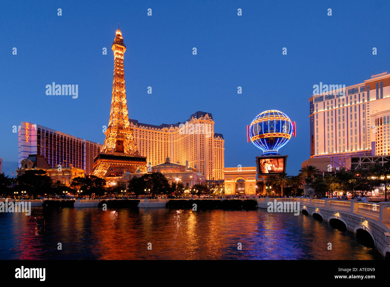 Eiffel tower and Paris Las Vegas Hotel and casino. Las Vegas, Nevada ...
