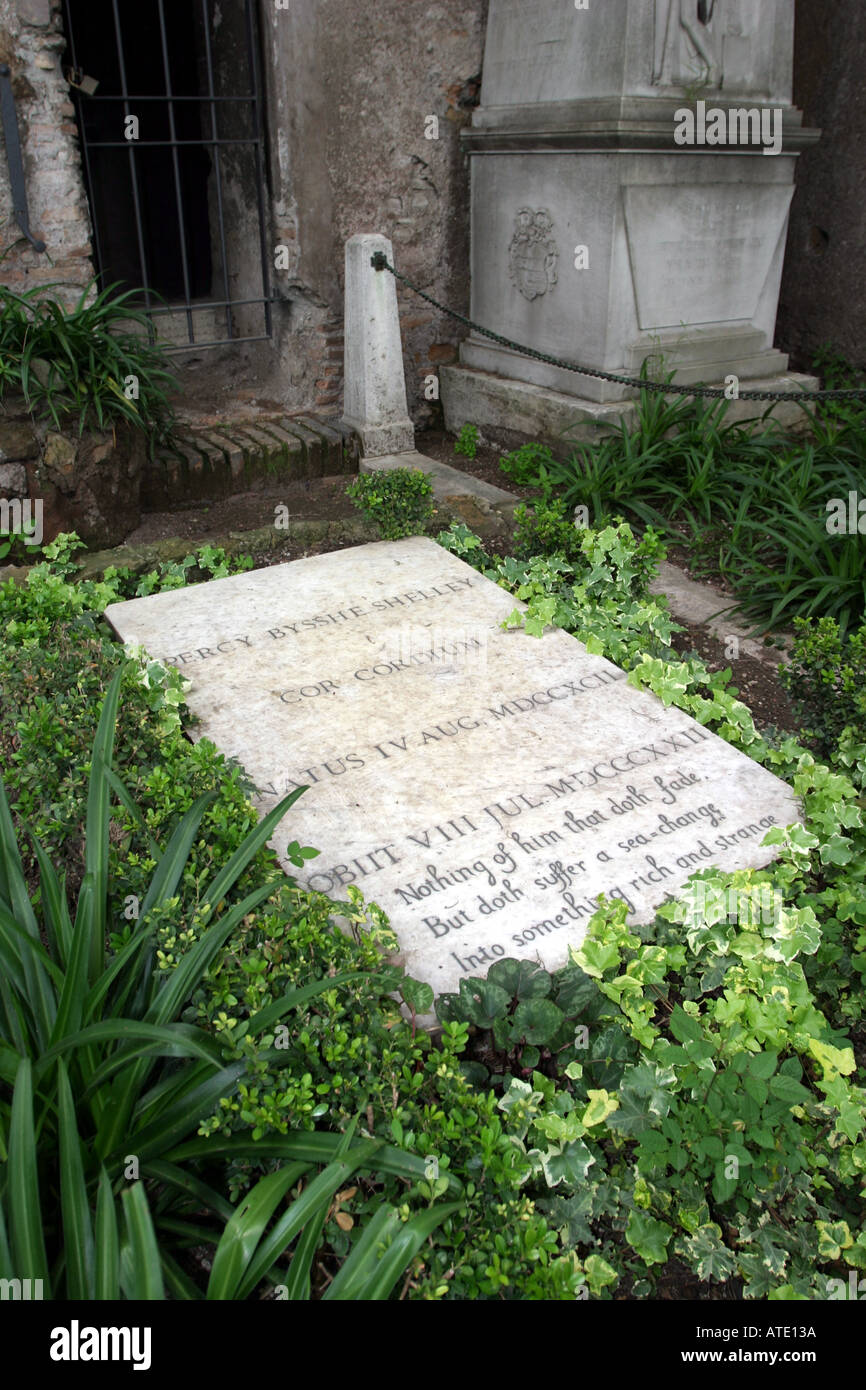 Grave of Percy Bysshe Shelley in the Protestant cemetery in Rome Italy ...