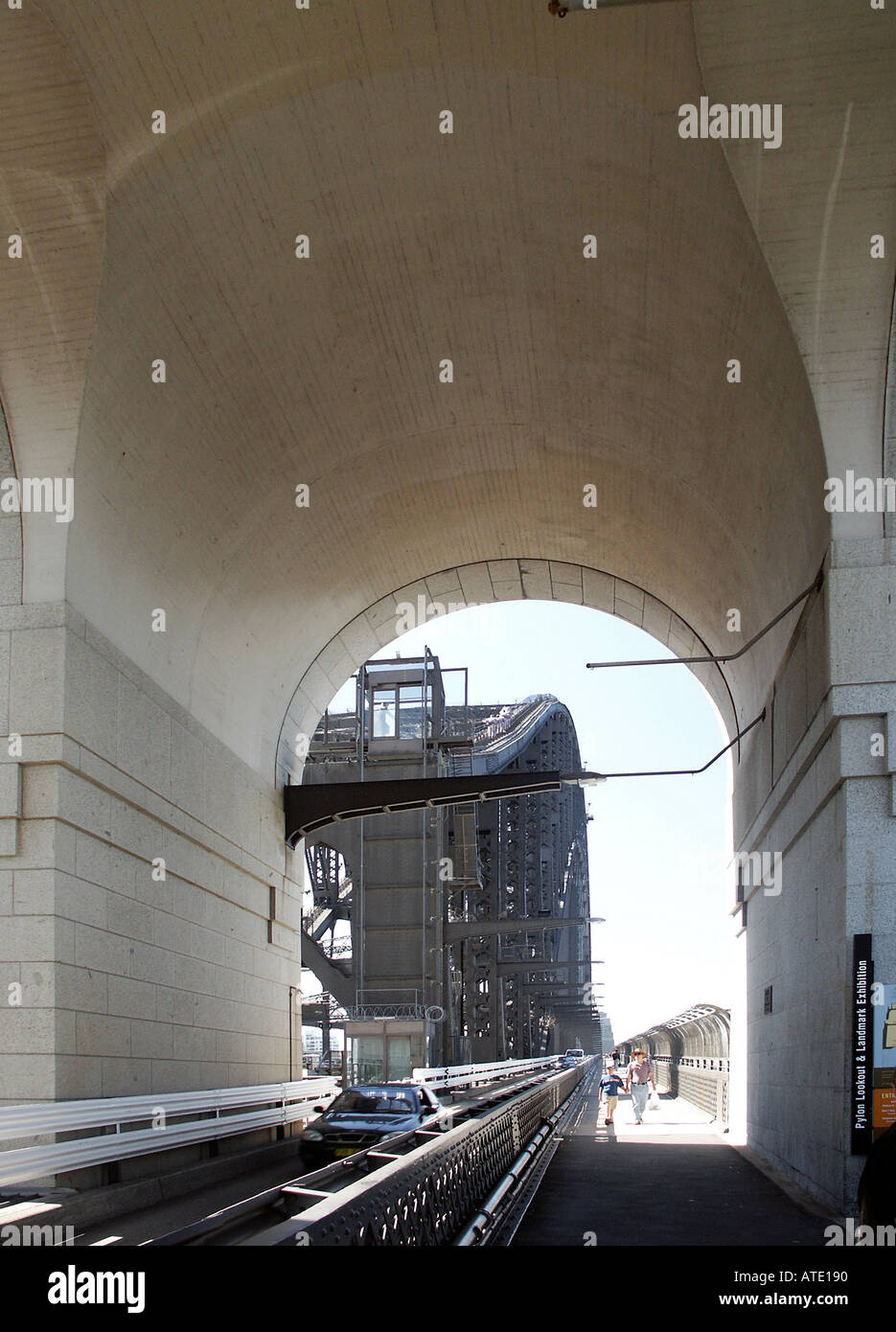 One of the pylons on Sydney Harbour Bridge Sydney Australia showing the ...