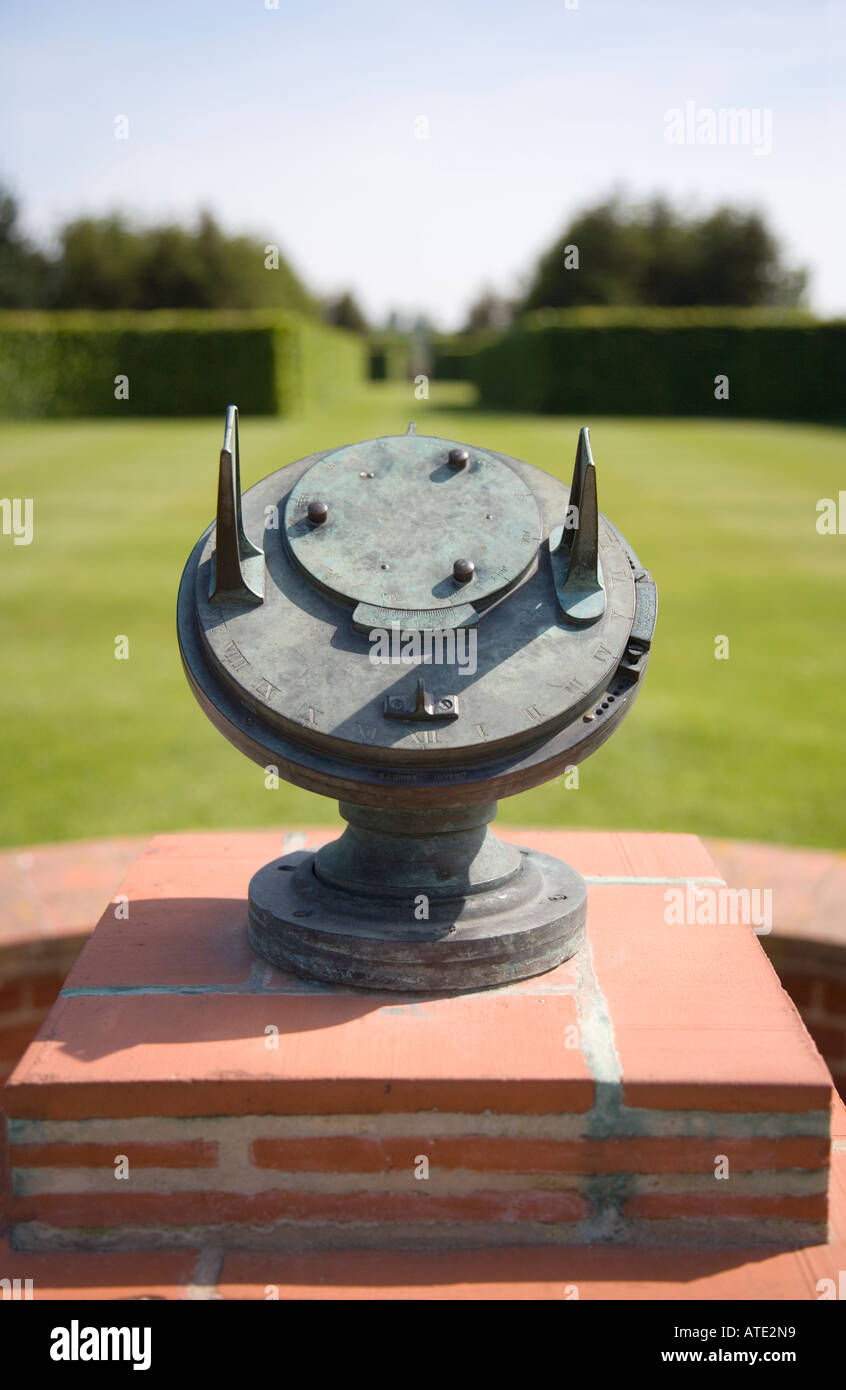 A Heliochronometer Sundial in English Country Garden UK Norfolk Stock ...