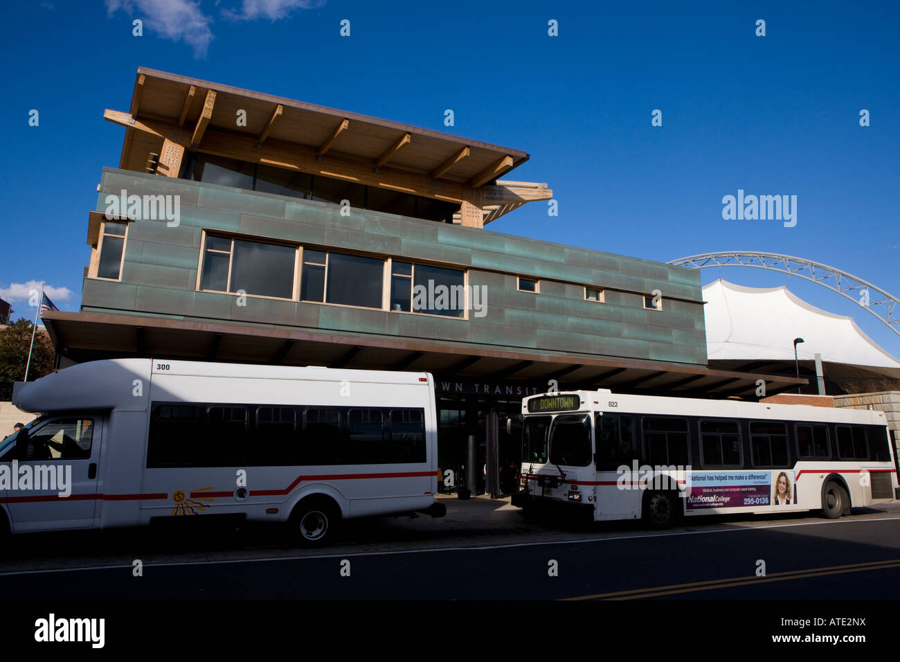 Buses line up outside the Downtown Transit Center Charlottesville ...