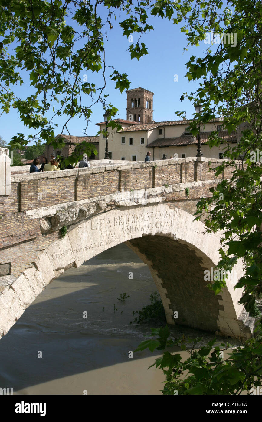 Ponte Fabricio built in 62 AD across the River Tiber to the small ...