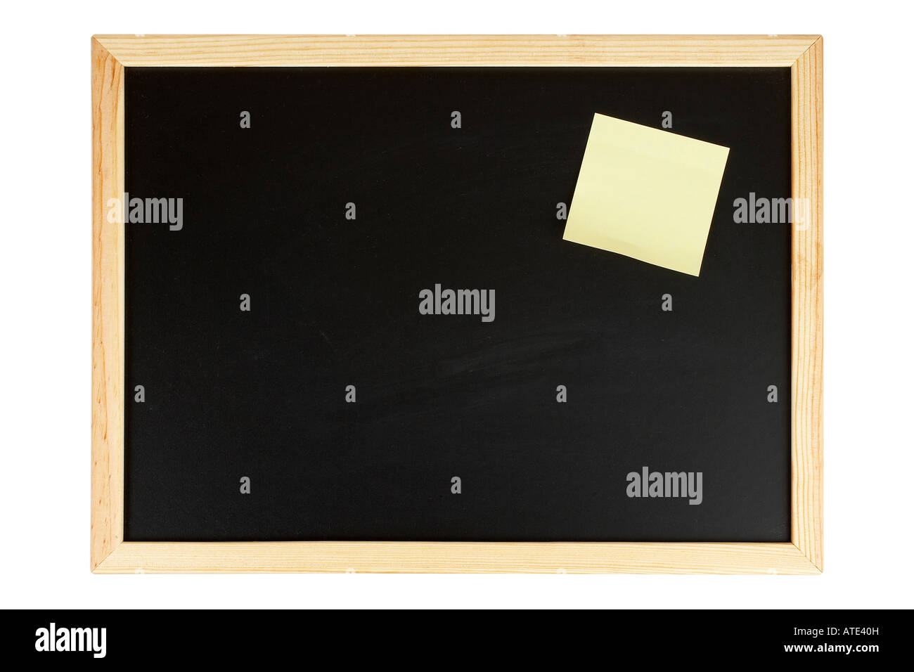 A empty black chalkboard with yellow note Path included Stock Photo - Alamy