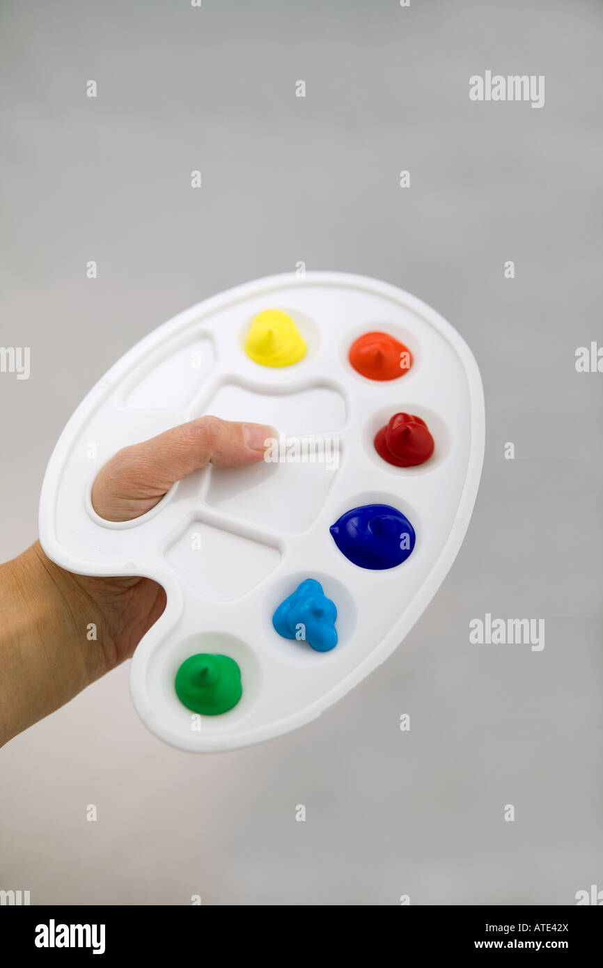 color palette with multicolored acryl colors Stock Photo - Alamy