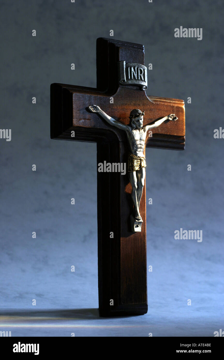 Figure of christ on a crucifix cross Stock Photo - Alamy