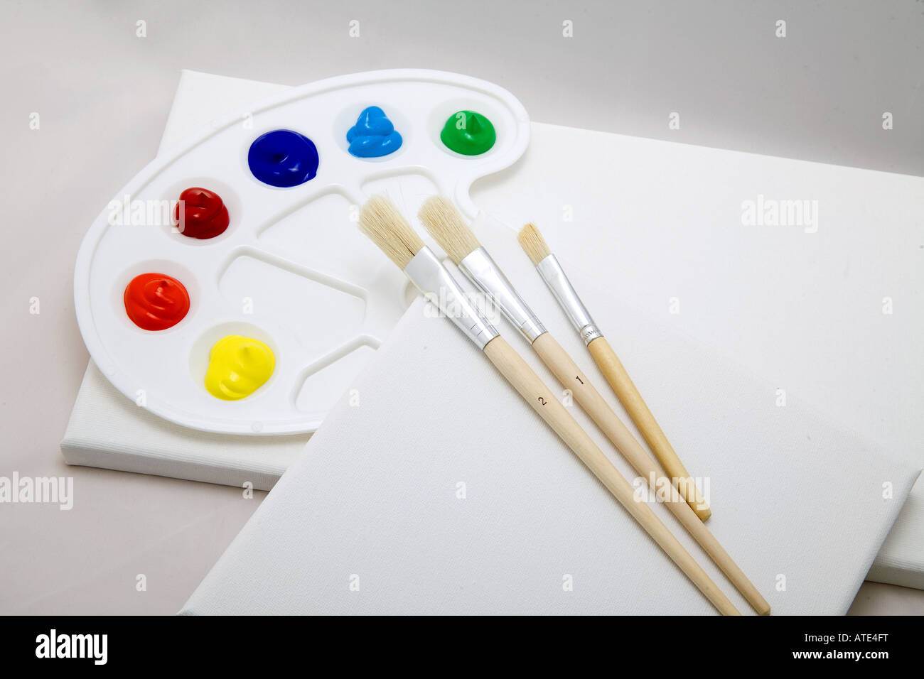 color palette with multicolored acryl colors Stock Photo - Alamy