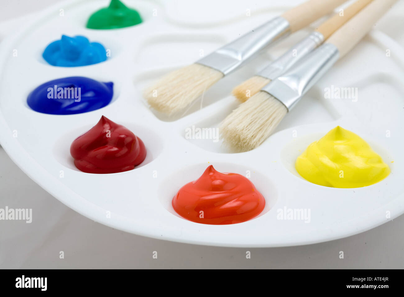 color palette with multicolored acryl colors Stock Photo - Alamy