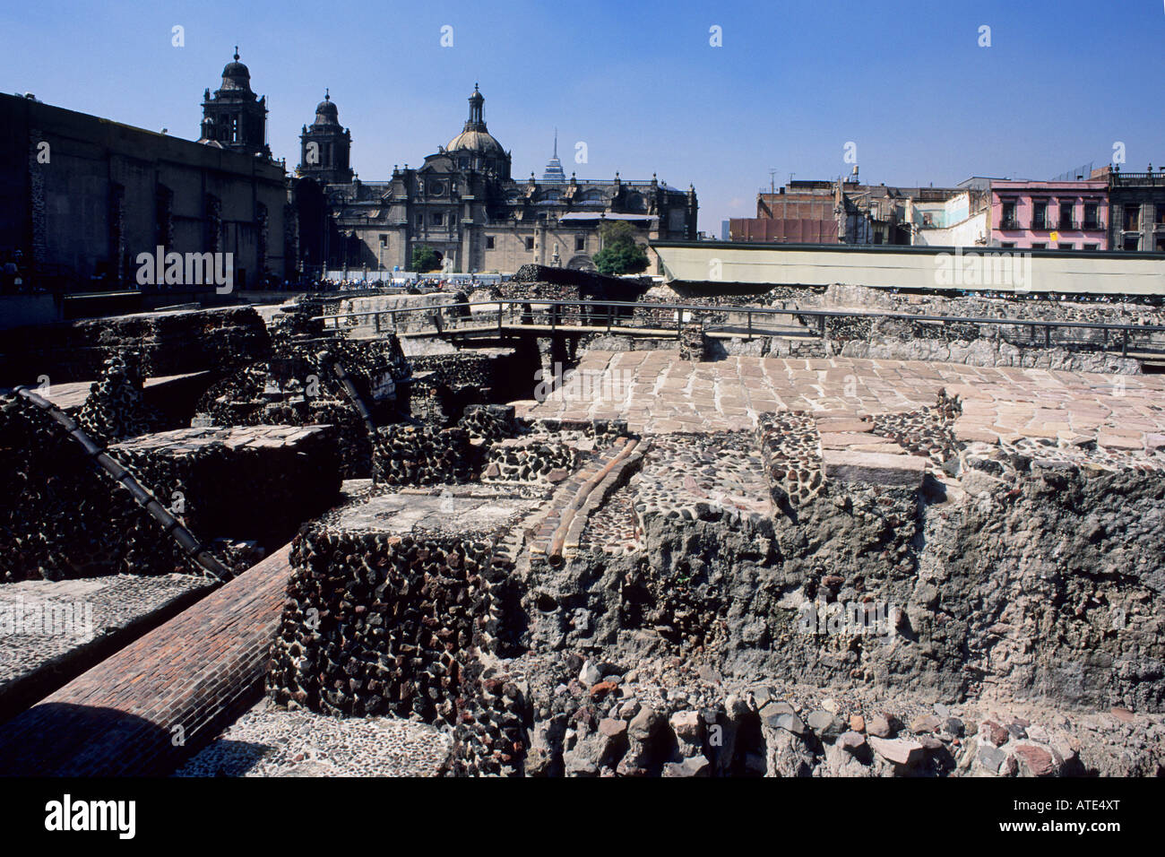 Great Pyramid or Templo Mayor ruins being excavated under the National ...