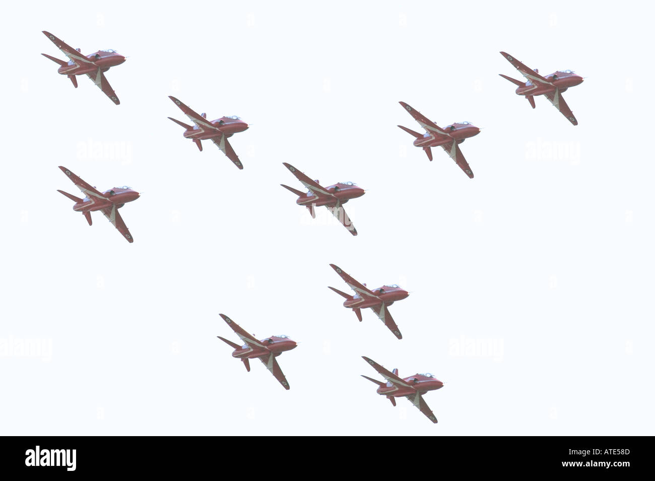 Red Arrow flight acrobatic display formation Stock Photo - Alamy