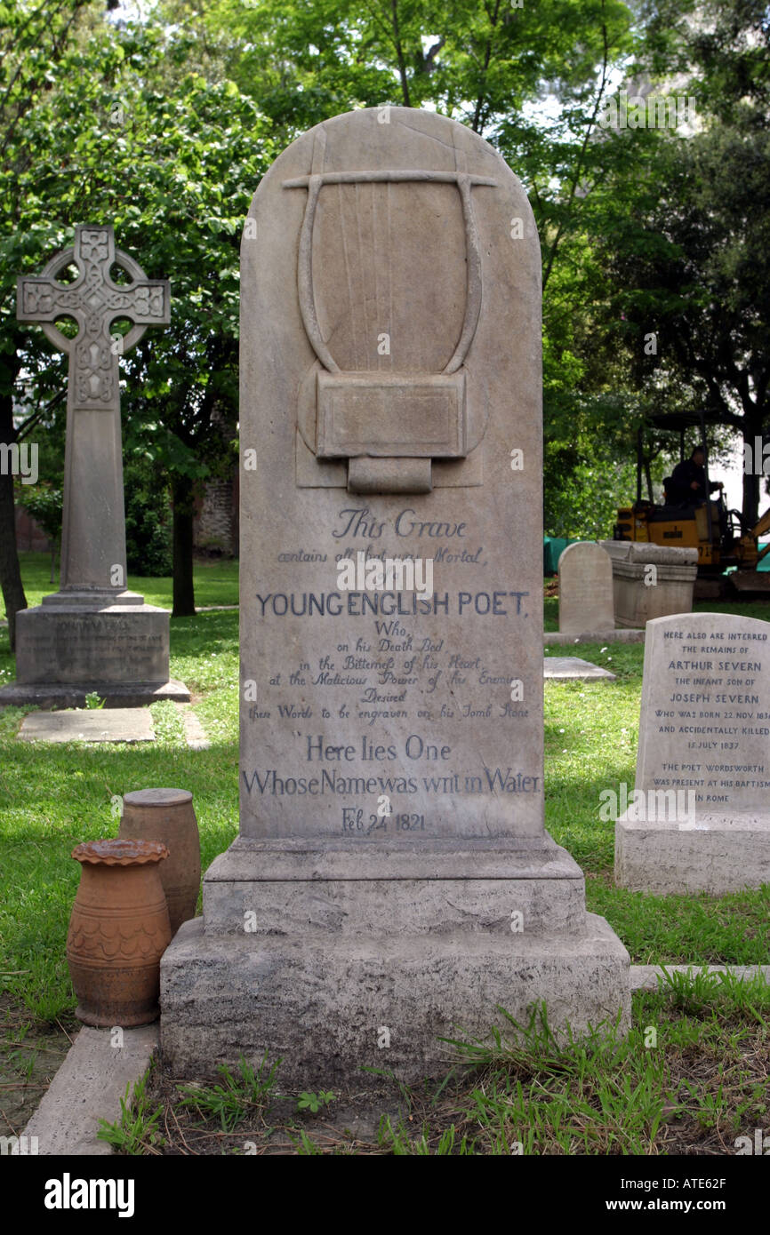 Grave of John Keats in the Protestant cemetery in Rome Italy Stock ...