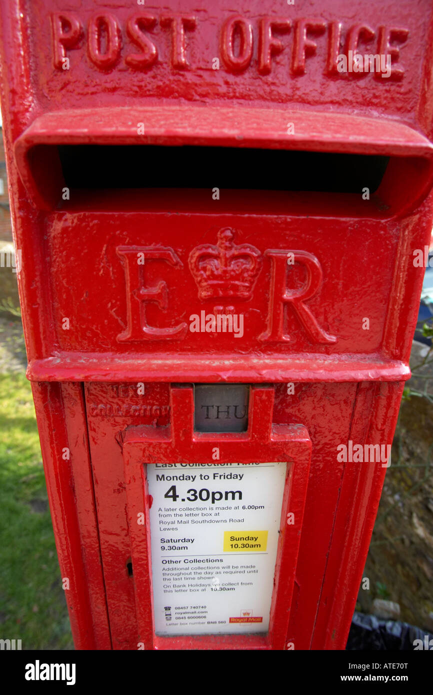 Red Post Box, Sussex, England Stock Photo - Alamy