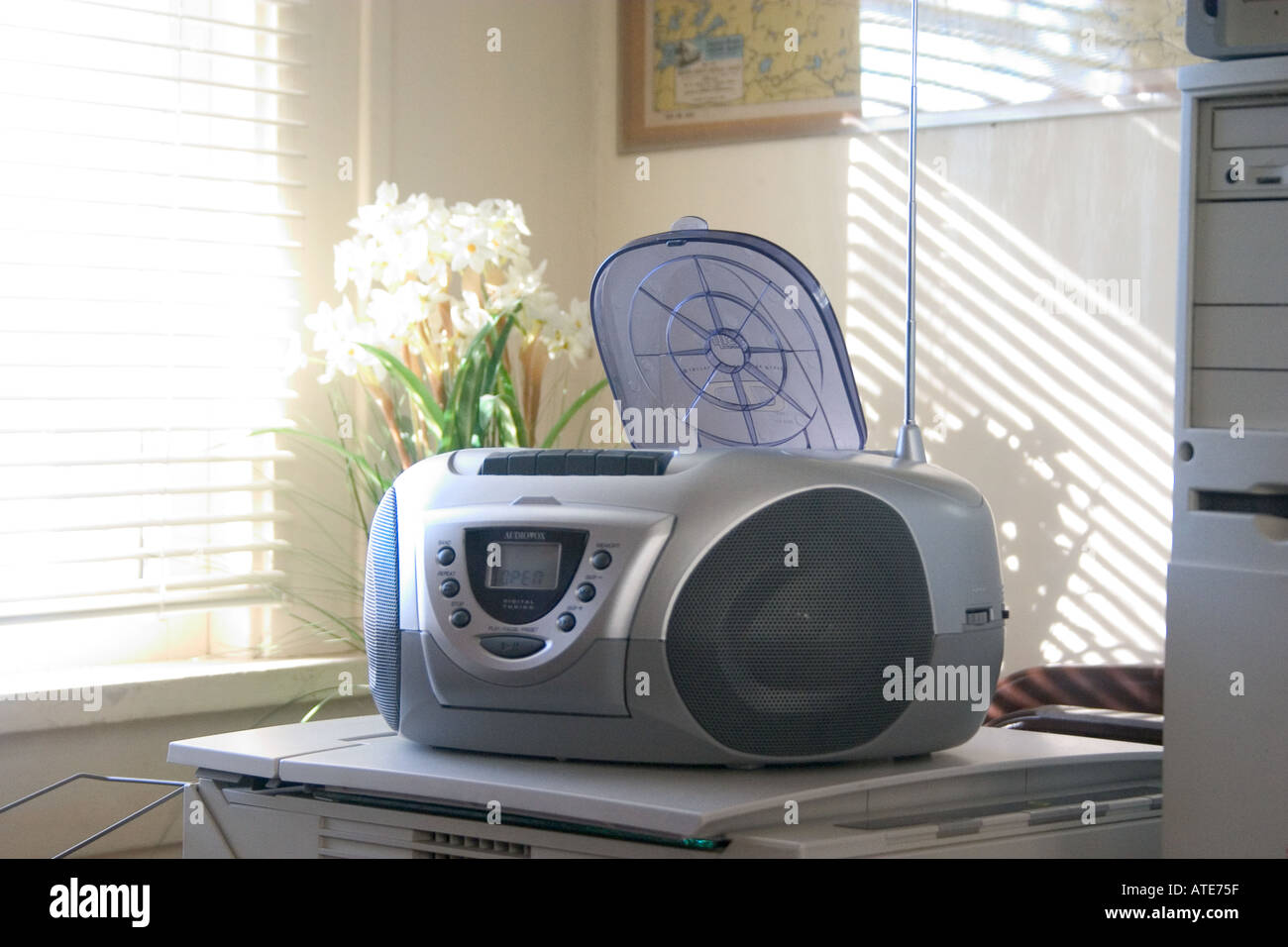 CD disk player next to desk in office in the home. St Paul Minnesota MN ...