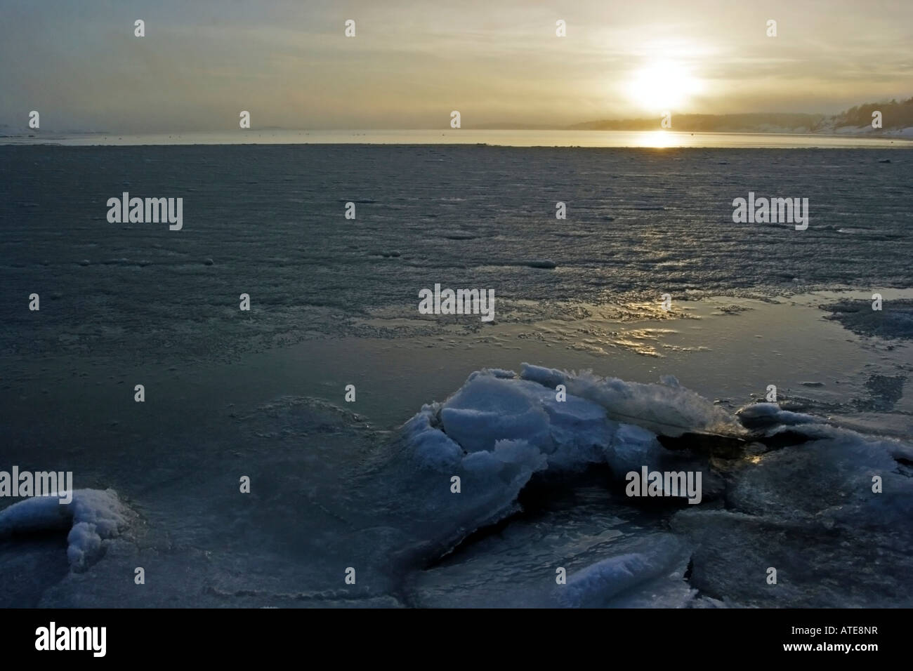 Glittering ice in the bay Stock Photo - Alamy