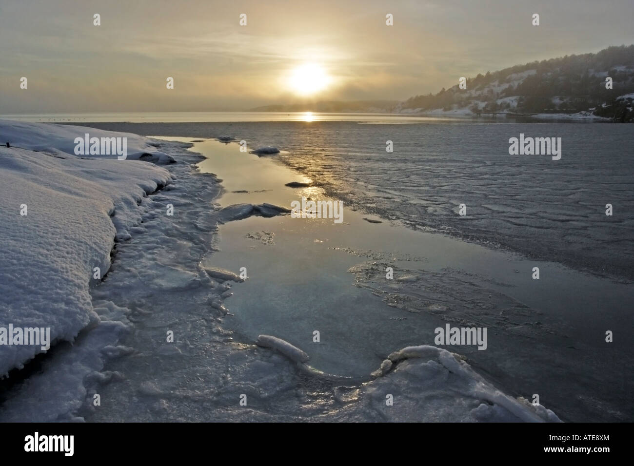 Glittering ice in the bay Stock Photo - Alamy