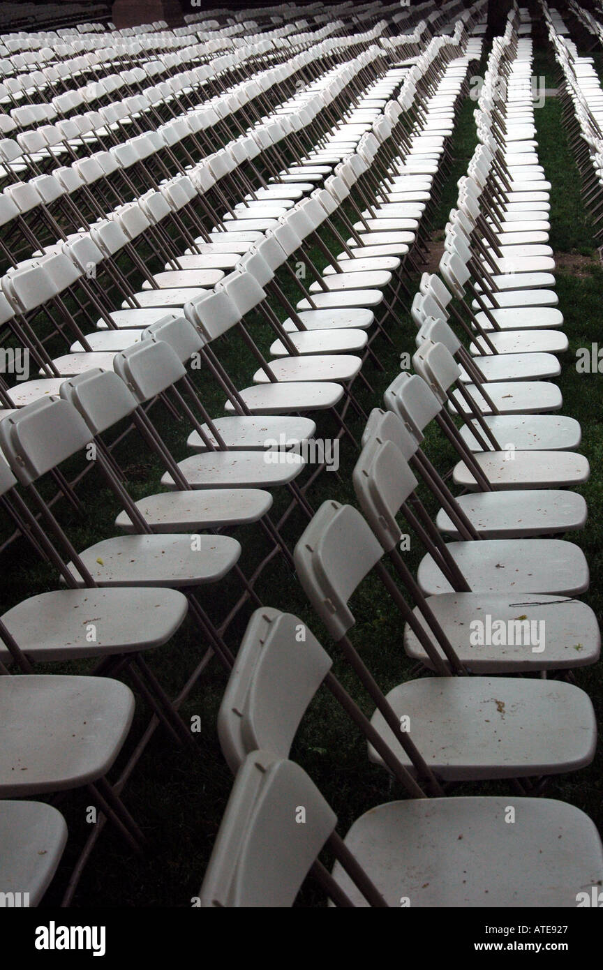 Rows of chairs empty at a college graduation ceremony Stock Photo - Alamy