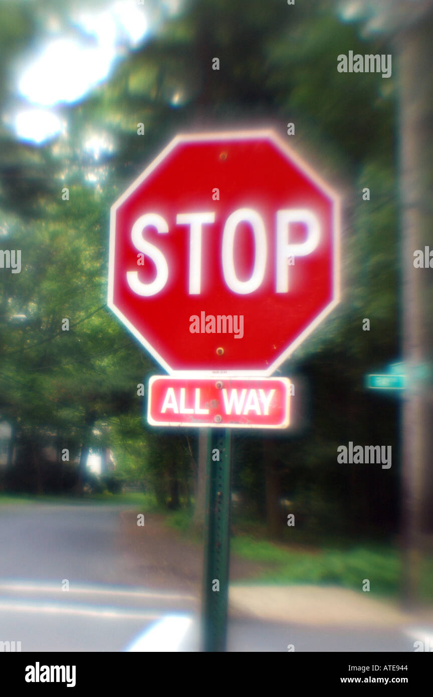 stop sign Urban city stop sign Stock Photo - Alamy