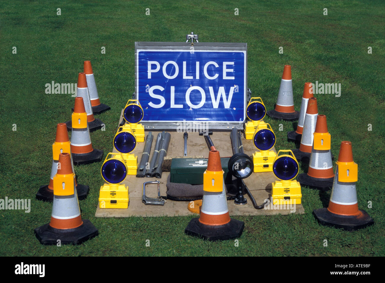 A display of police traffic equipment Stock Photo - Alamy