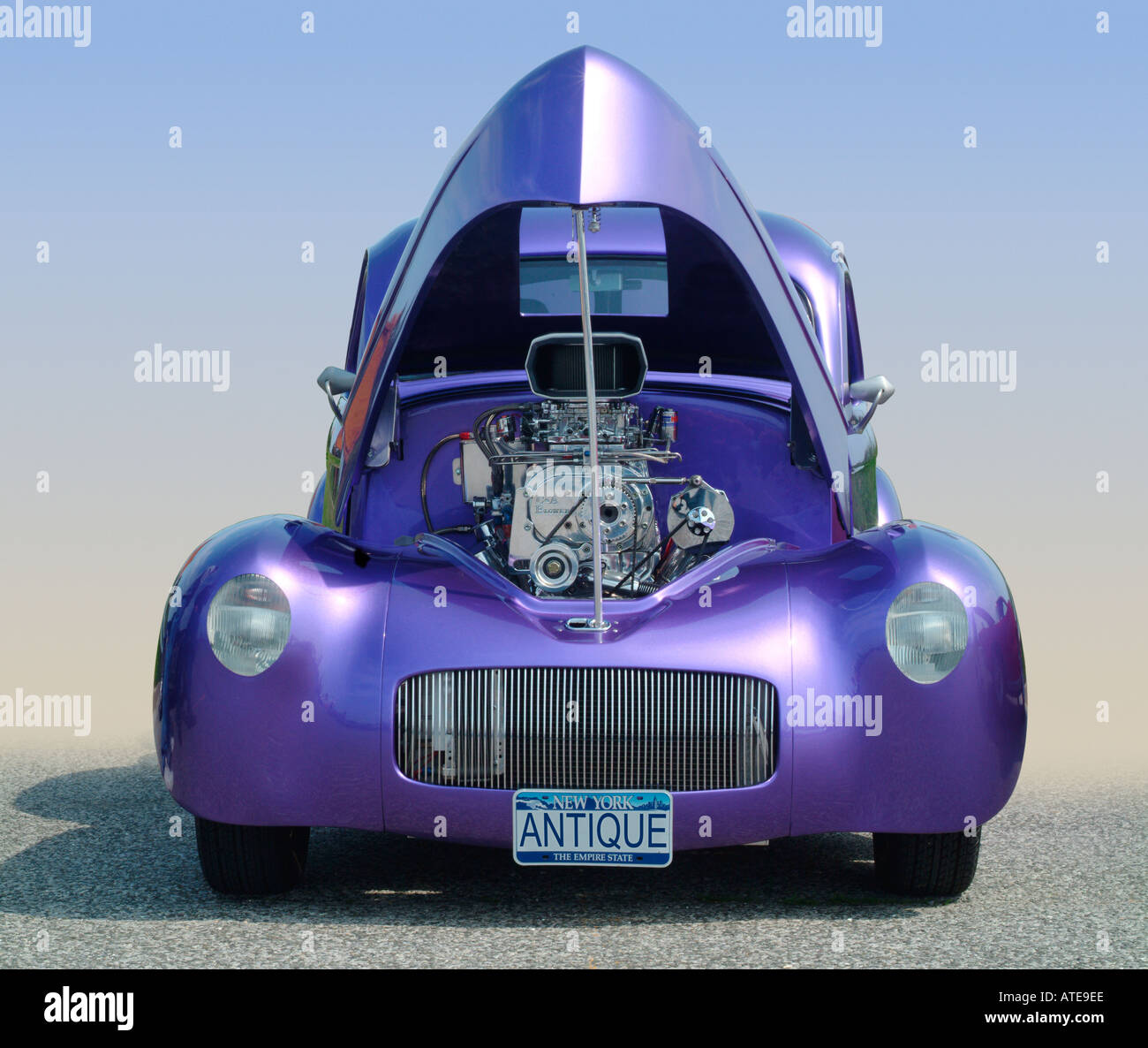 a purple hot rod Original license plate number changed to ANTIQUE by ...