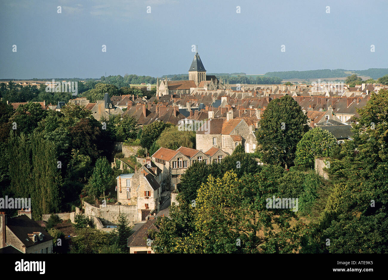 A view over the rooftops of the town of Falaise seen from the castle ...